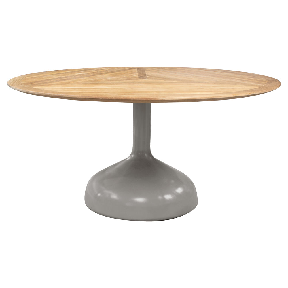 Glaze Dining Table - Geometric Teak Top, Taupe Aluminum Base – Rouse Home